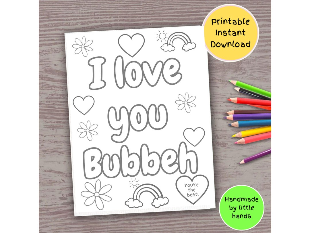 Bubbeh Printable Coloring Page for Kids Craft Art Activity Handmade Diy ...