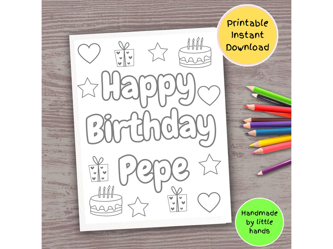 Happy Birthday Pepe Printable Coloring Page for Kids Coloring Sheet ...