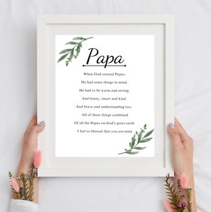 Papa Poem Printable: Christian Gift for Father's Day (digital Download ...