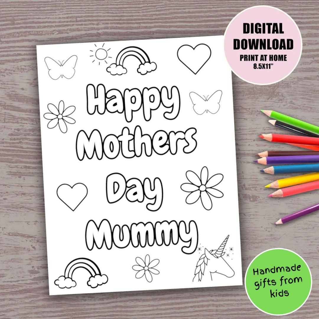 Mummy Mothers Day Coloring Page for Kids (digital Download) - Etsy UK