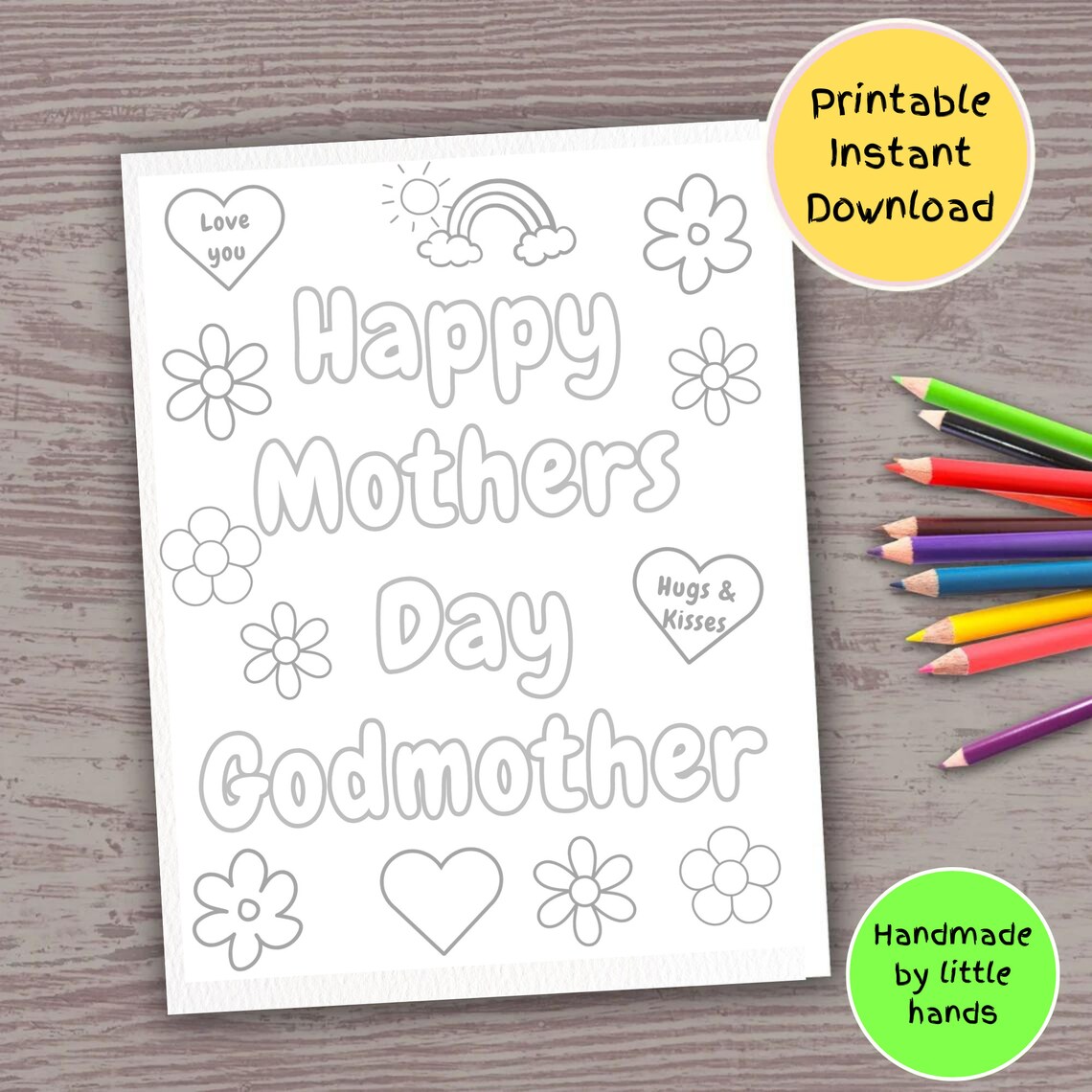 Happy Mother's Day Godmother Printable Coloring Sheet for Kids Coloring ...