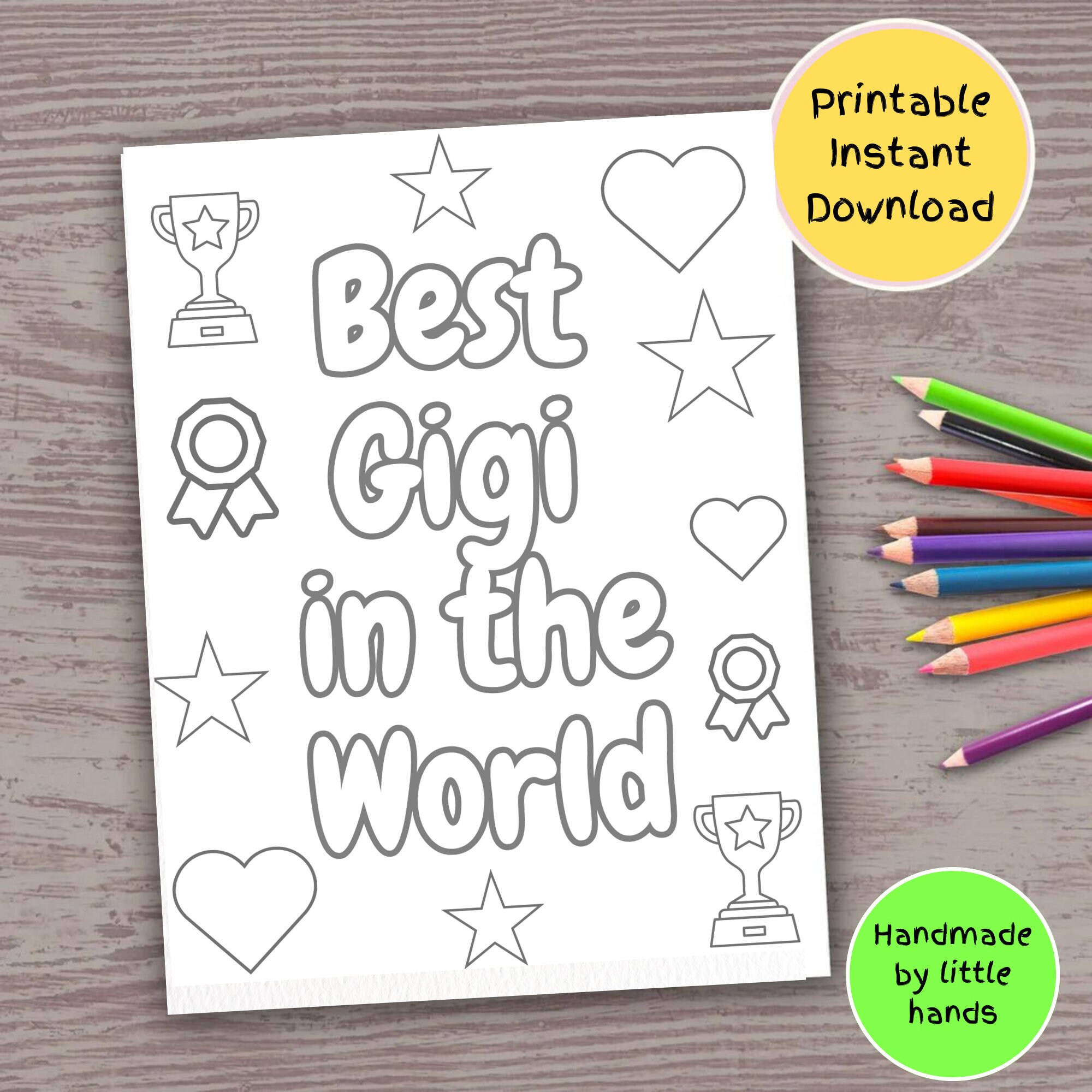 Best Gigi Coloring Page for Kids Printable Colouring Sheet Handmade Diy ...