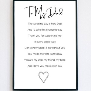 Wedding Gift for Dad, Father of the Bride Poem (digital Download) - Etsy