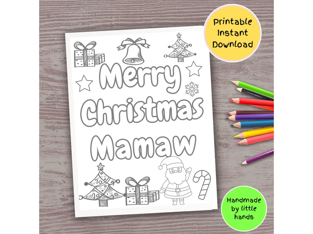 Merry Christmas Mamaw Coloring Page: Kids' DIY Gift (digital Download ...