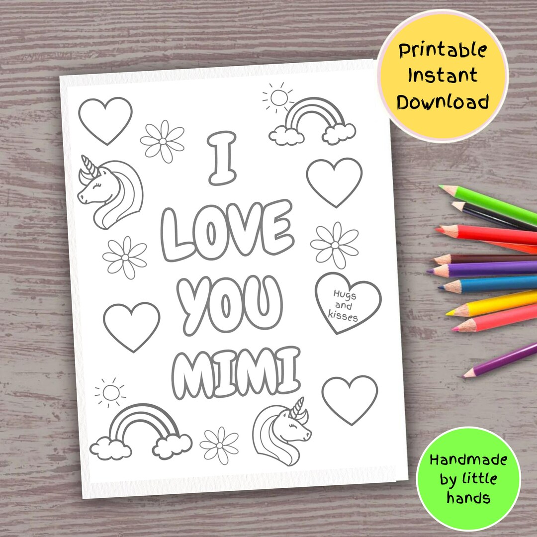 I Love You Mimi Coloring Page for Kids Toddlers Preschoolers, Toddler ...