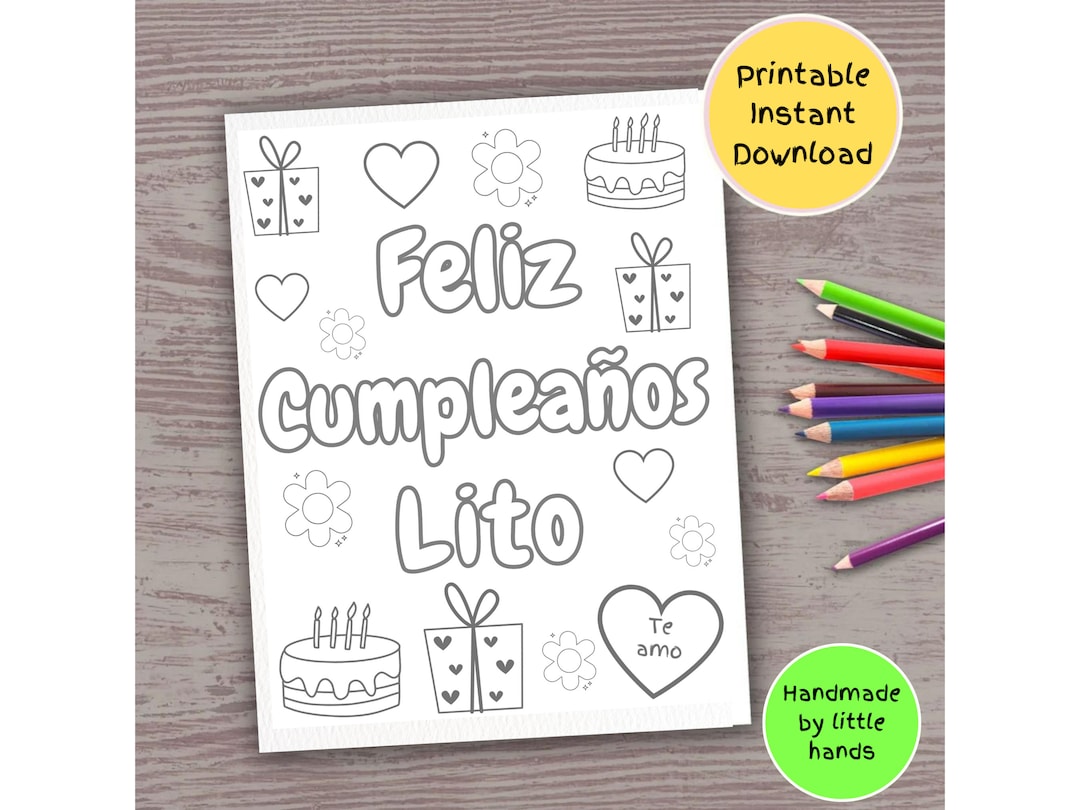 Feliz Cumpleaños Lito Printable Coloring Page for Kids Spanish Activity ...