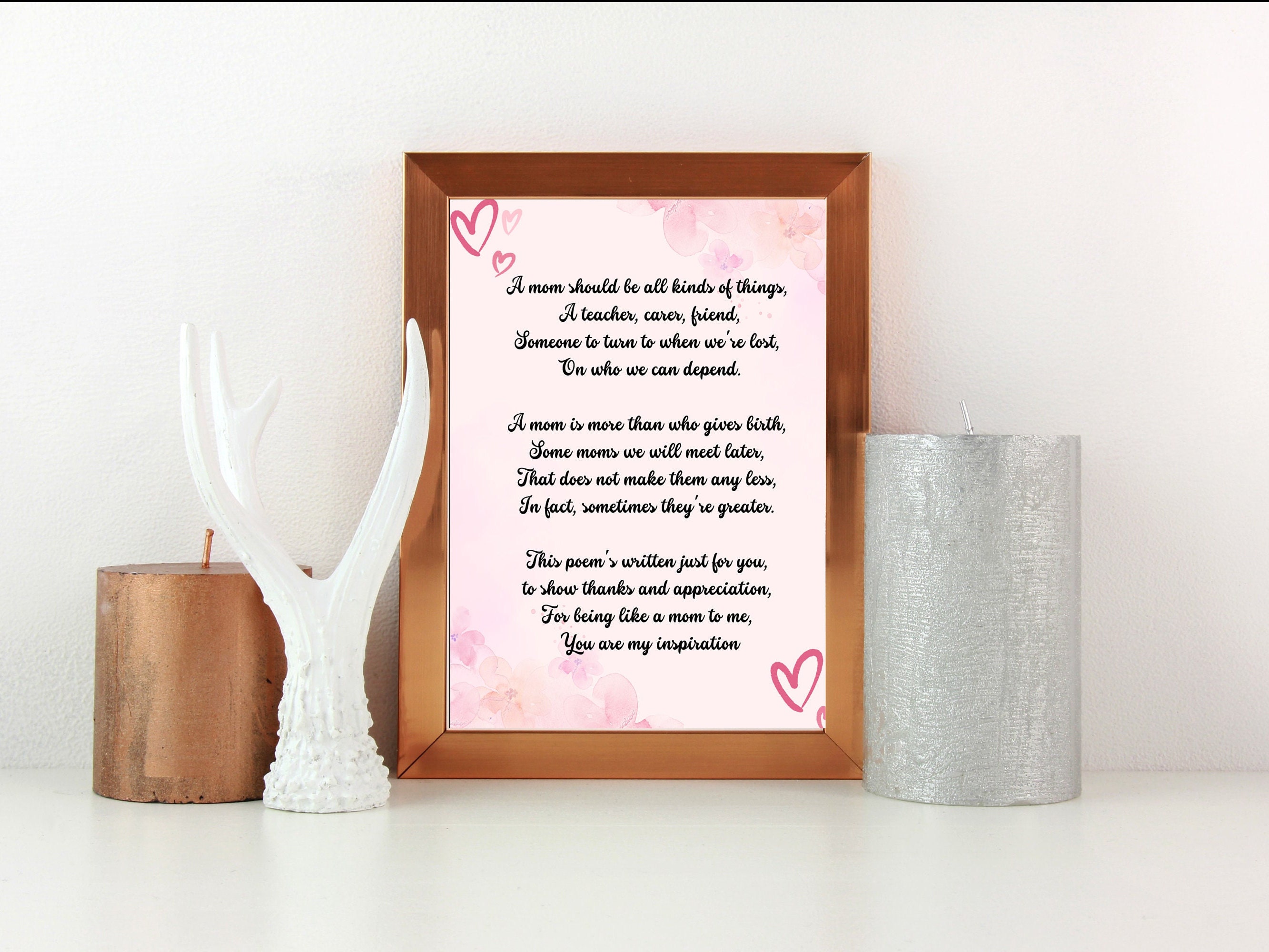 Like a Mom to Me Printable Poem Mothers Day Birthday Christmas Gift for ...