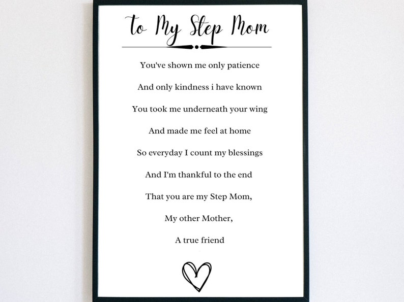 Stepmom Poem Printable Poem For Stepmom Mothers Day Birthday Christmas