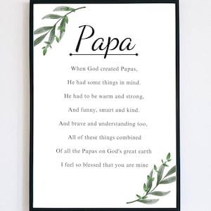 Papa Poem Printable: Christian Gift for Father's Day (digital Download ...
