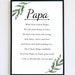 Papa Poem, Printable Poem for Papa's Birthday Christmas Fathers Day ...