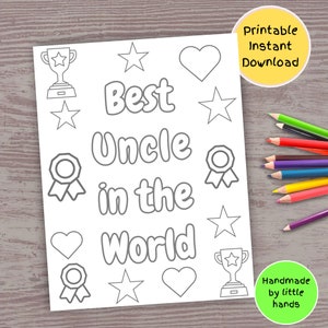 Best Uncle Printable Coloring Page for Kids, Cute Handmade Fathers Day ...