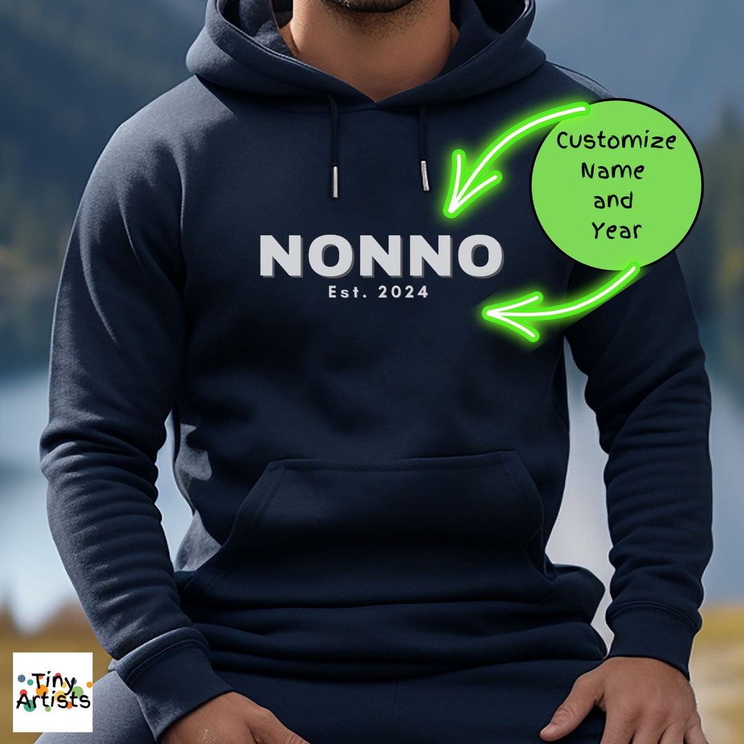 Nonno Hoodie Personalized With Year, Plus Size Hooded Sweatshirt ...