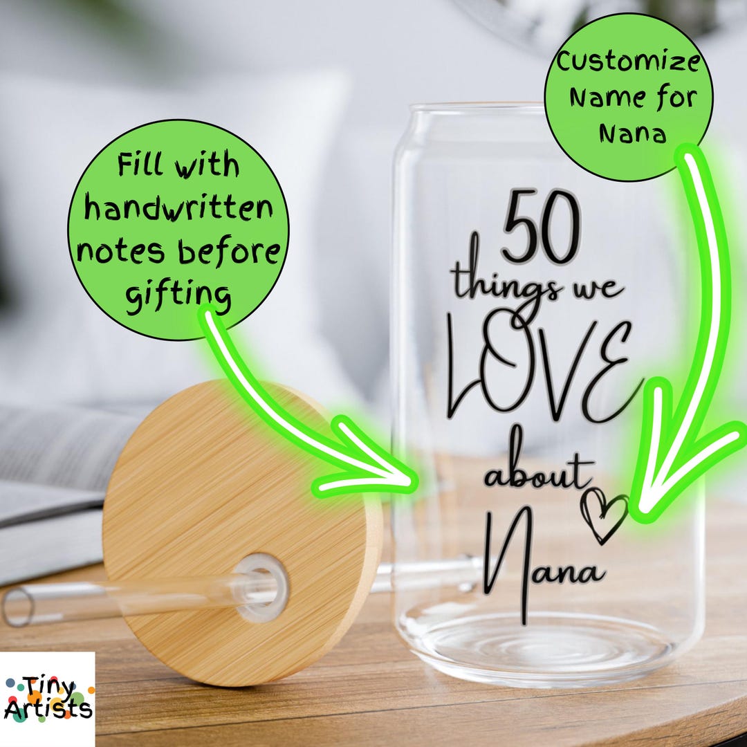 Things We Love About Nana Glass Tumbler Bamboo Wood Lid Straw, Unique ...