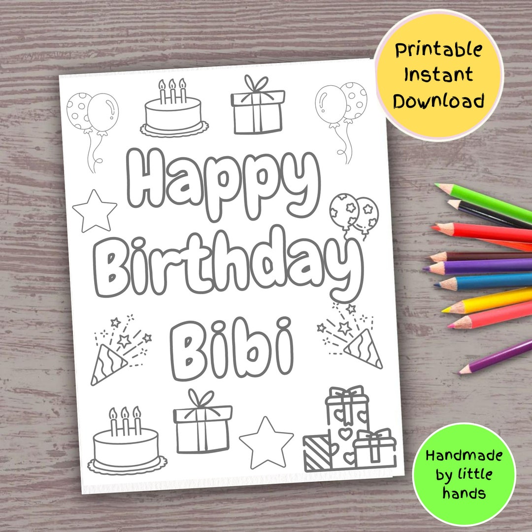 Bibi Birthday Printable Coloring Page for Kids, Cute Handmade Birthday ...