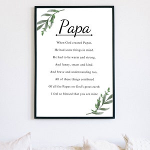 Papa Poem Printable: Christian Gift for Father's Day (digital Download ...