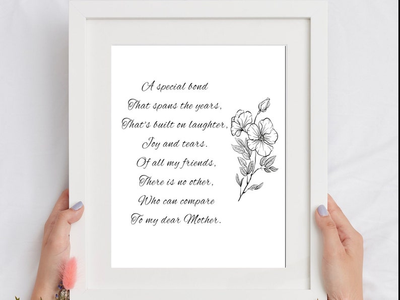 Dear Mother Poem Printable Handmade Unique Mothers Day - Etsy