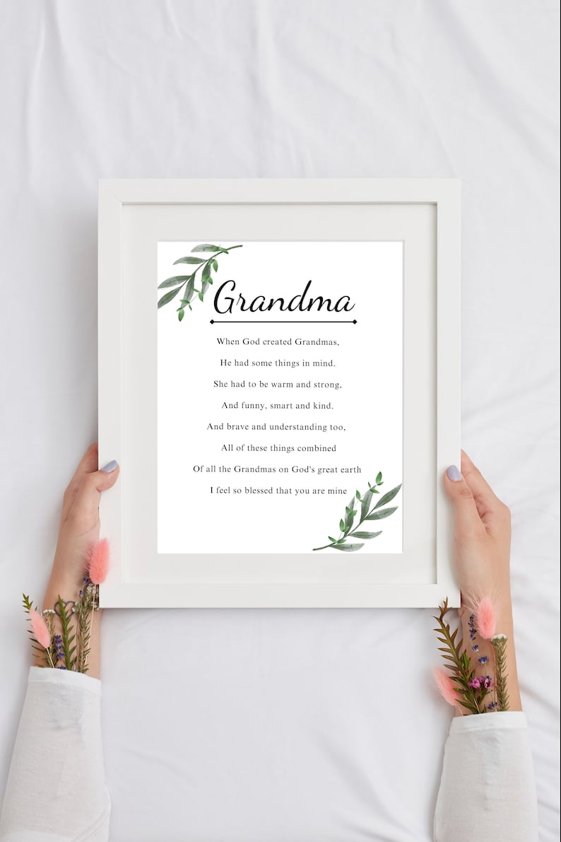 Grandma Poem Art Print, Birthday Gift for Grandmother (digital Download ...