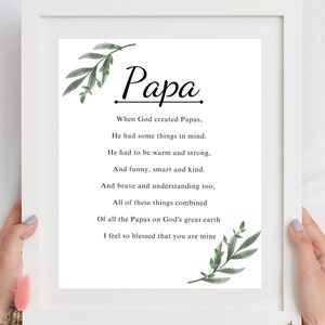 Papa Poem Printable: Christian Gift for Father's Day (digital Download ...