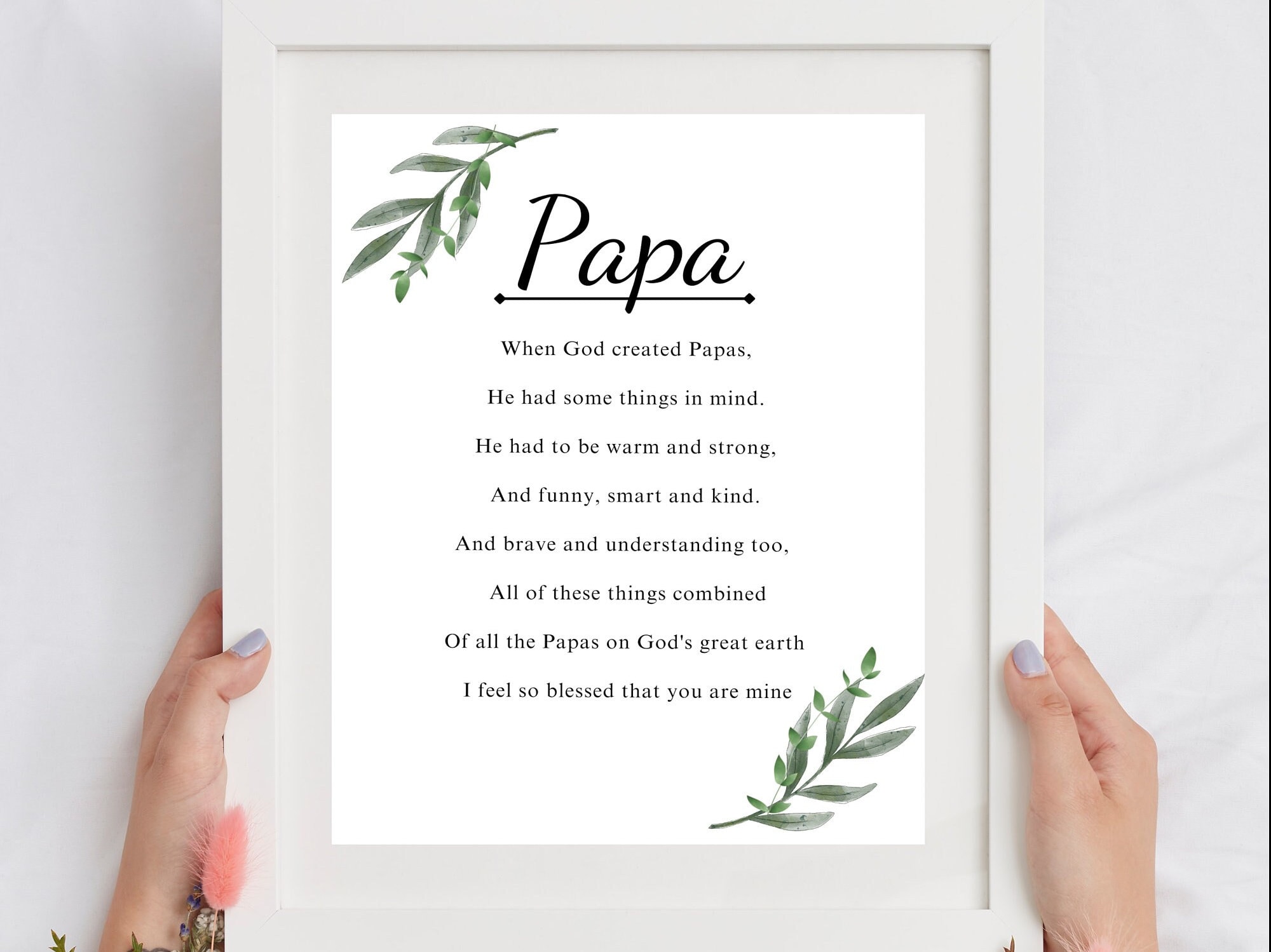 Papa Appreciation Poem Printable Handmade Diy Gift for Papa's Birthday ...