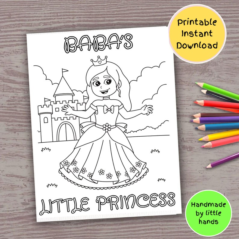 Baba Princess Coloring Sheet for Kids, Printable Colouring Art Craft ...