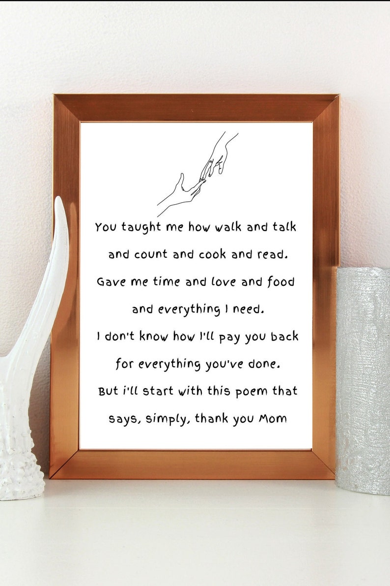 Mom Poem Printable Poem for Mom Appreciation Gift Gratitude Present DIY ...