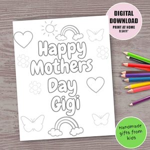 Gigi Mothers Day Printable Coloring Page for Kids Coloring Sheet Cute ...