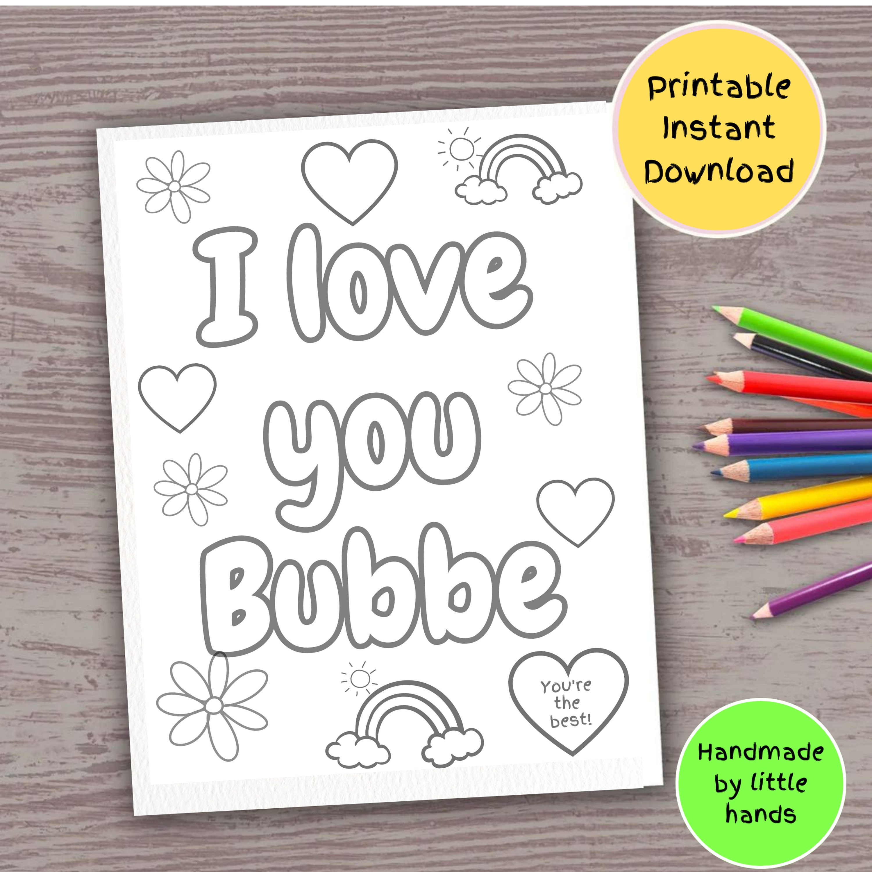 Bubbe Printable Coloring Page for Kids Craft Art Activity Handmade Diy ...