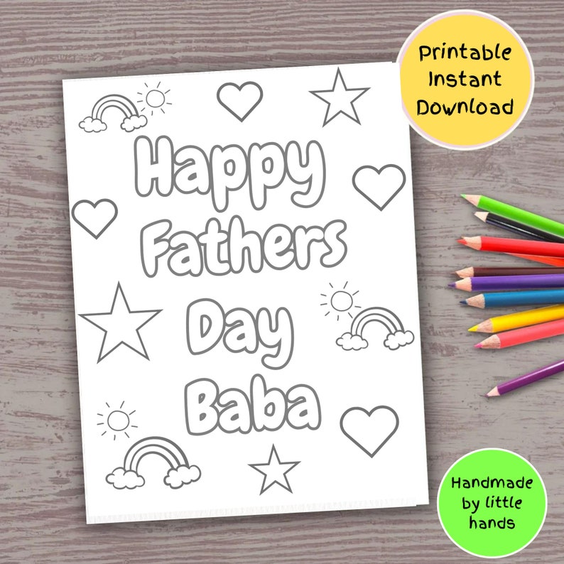 Baba Fathers Day Printable Coloring Page for Kids Handmade Diy Fathers ...