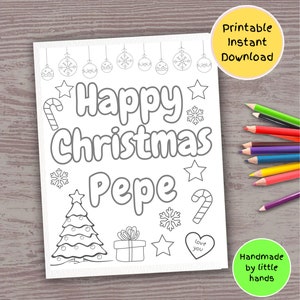 Happy Christmas Pepe Printable Coloring Sheet for Kids Art Craft ...