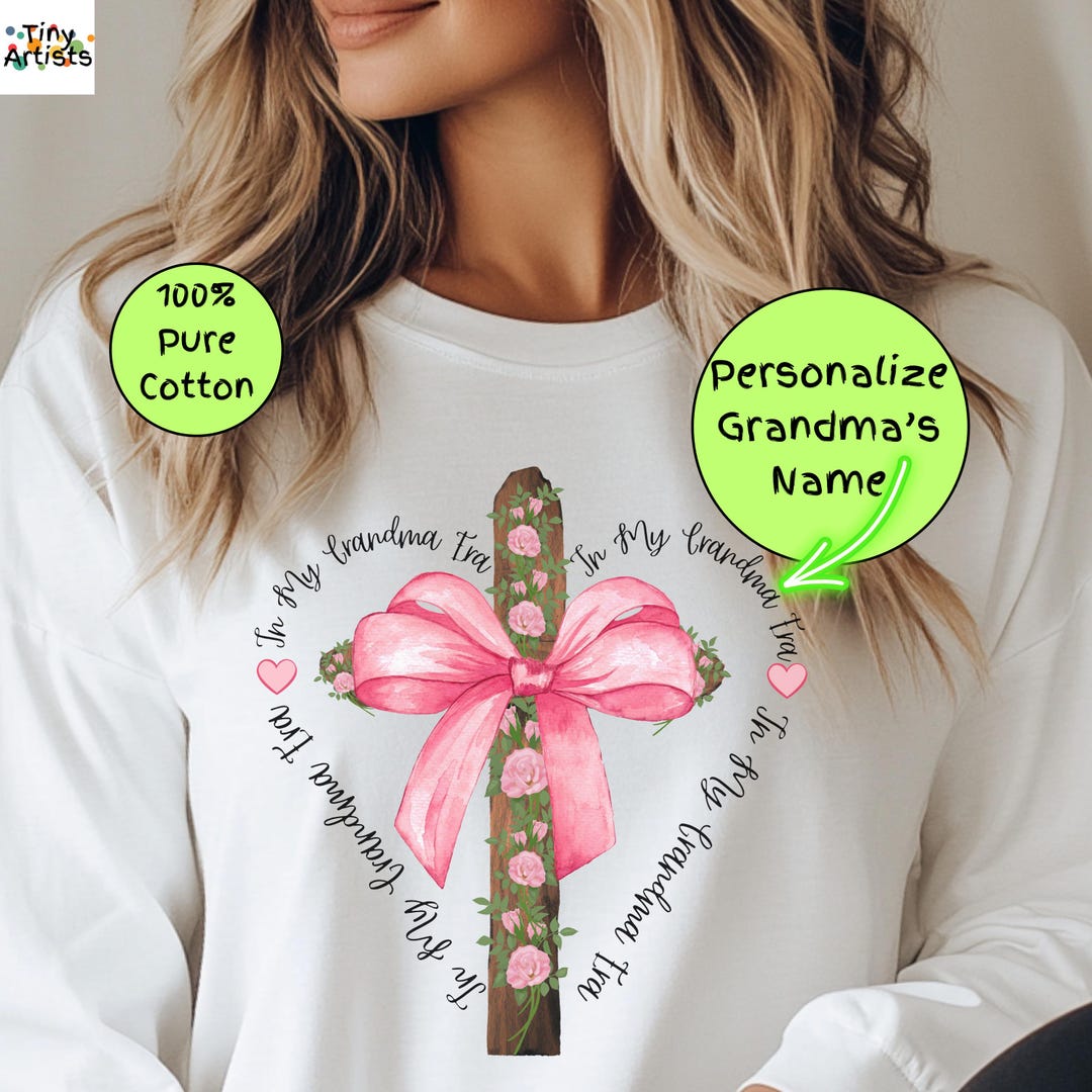 Custom Christian Grandma Shirt With Grandkids Names, Long Sleeve Cotton ...