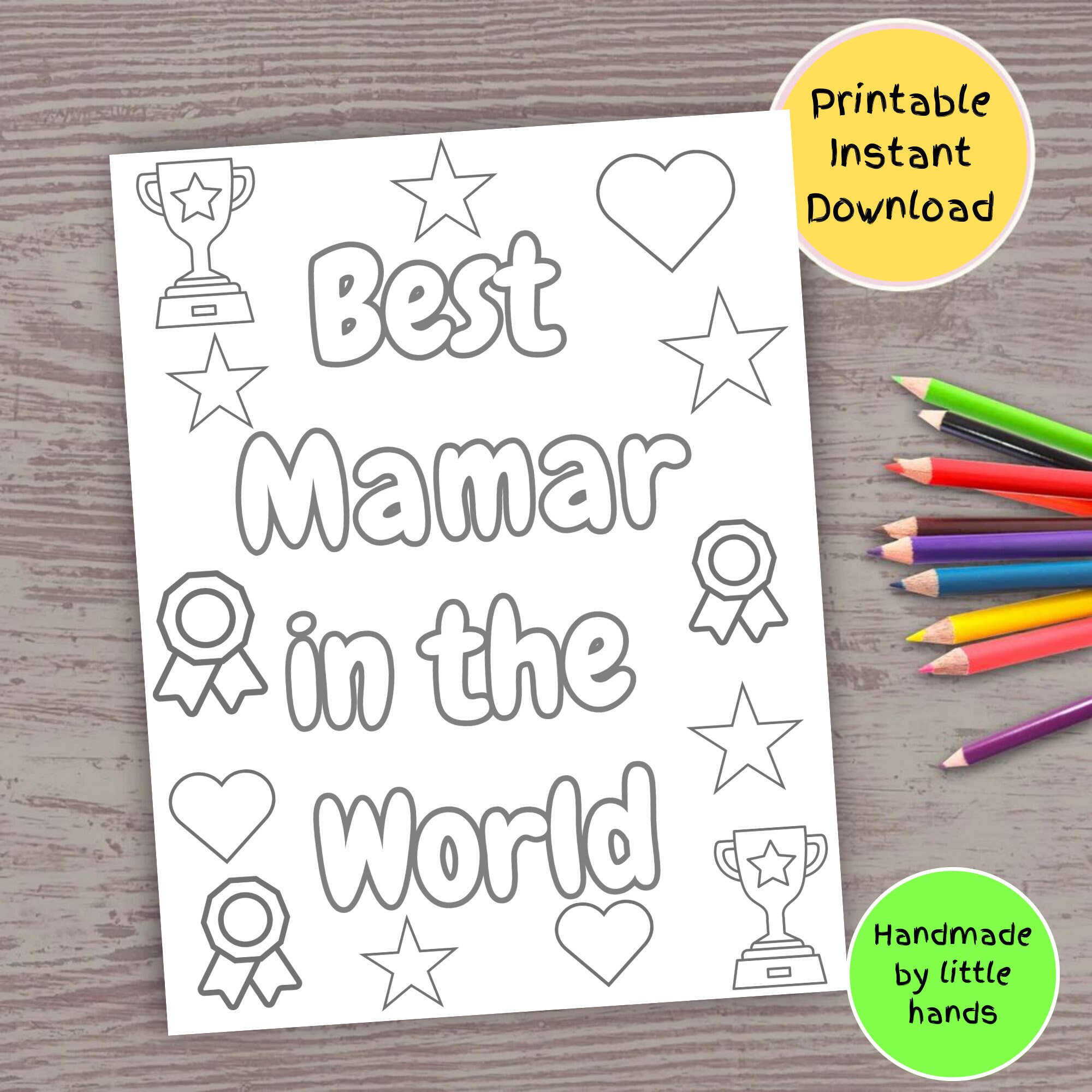 Best Mamar Printable Coloring Page for Kids, Cute Handmade Birthday ...