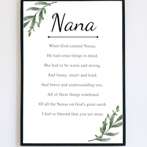 Nana Poem Printable: Meaningful Gift for Grandmother (digital Download ...