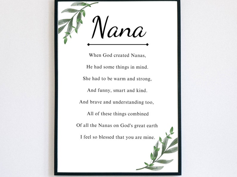 Nana Poem Printable: Meaningful Gift for Grandmother (digital Download ...