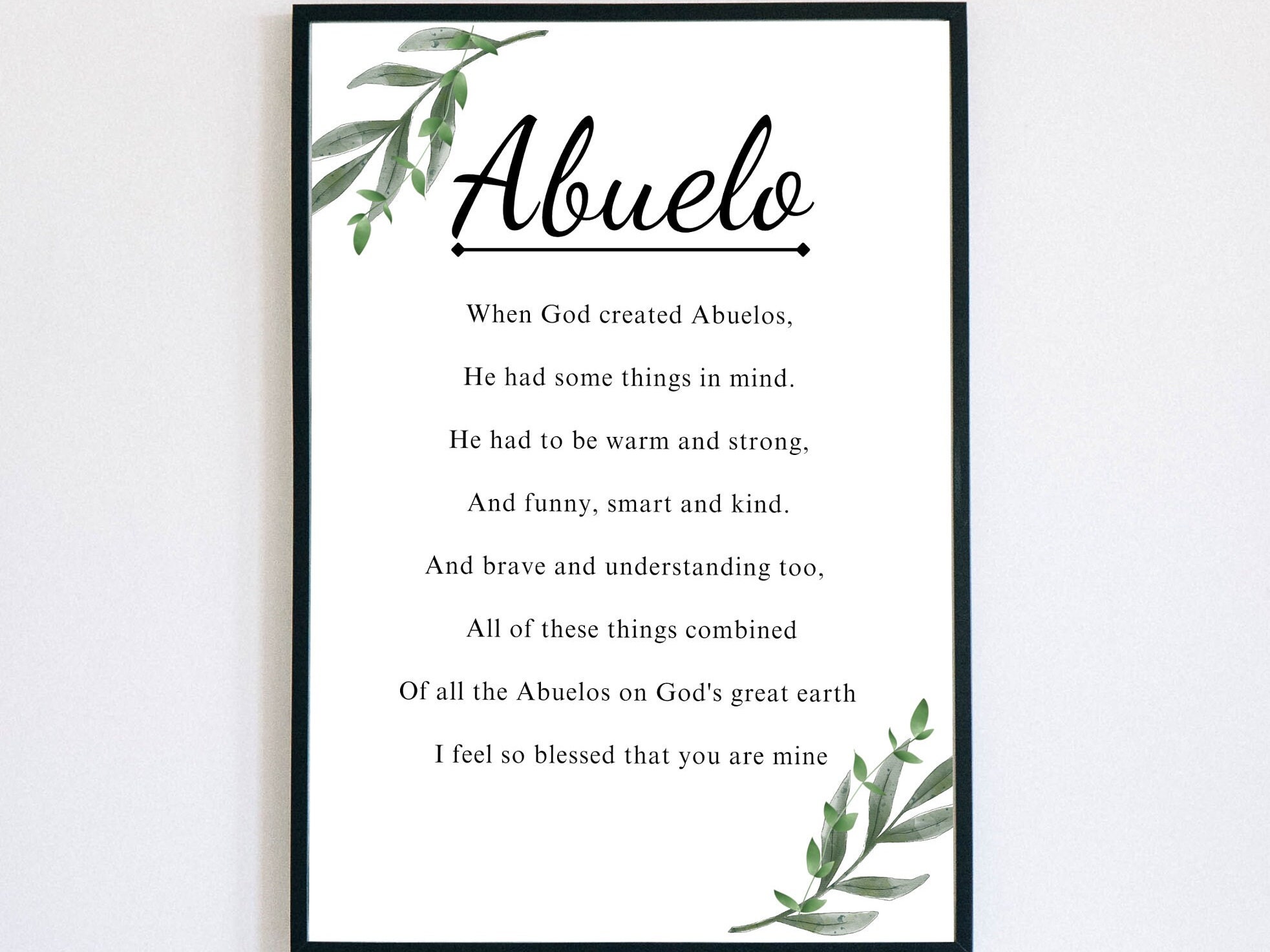 Printable Abuelo Poem: Christian Gift for Grandfather (digital Download ...