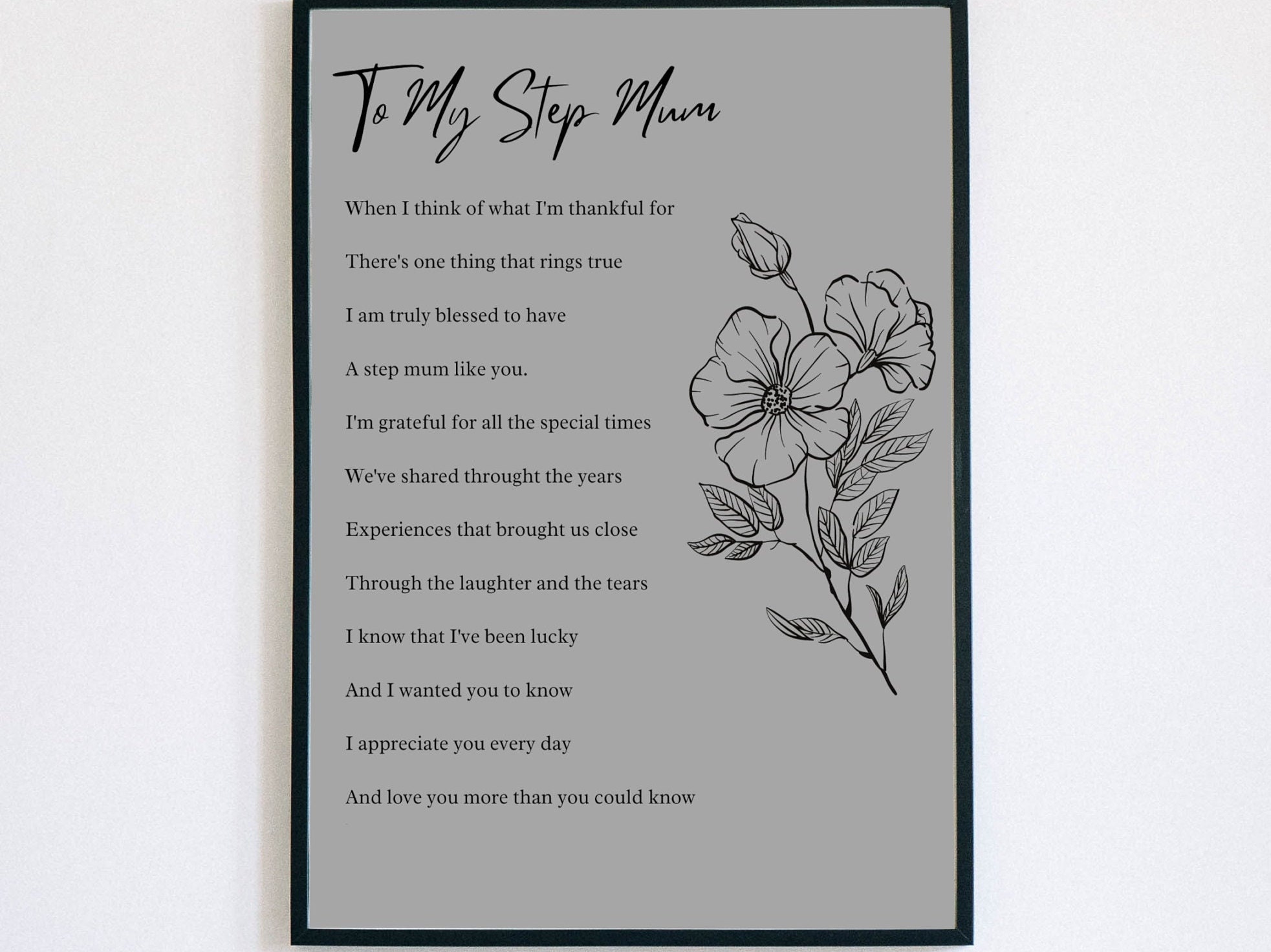 Stepmum Poem Printable Poem for Stepmum Handmade Unique Wedding Day ...