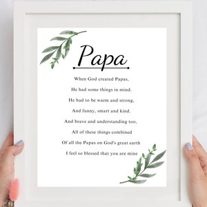Papa Poem Printable: Christian Gift for Father's Day (digital Download ...