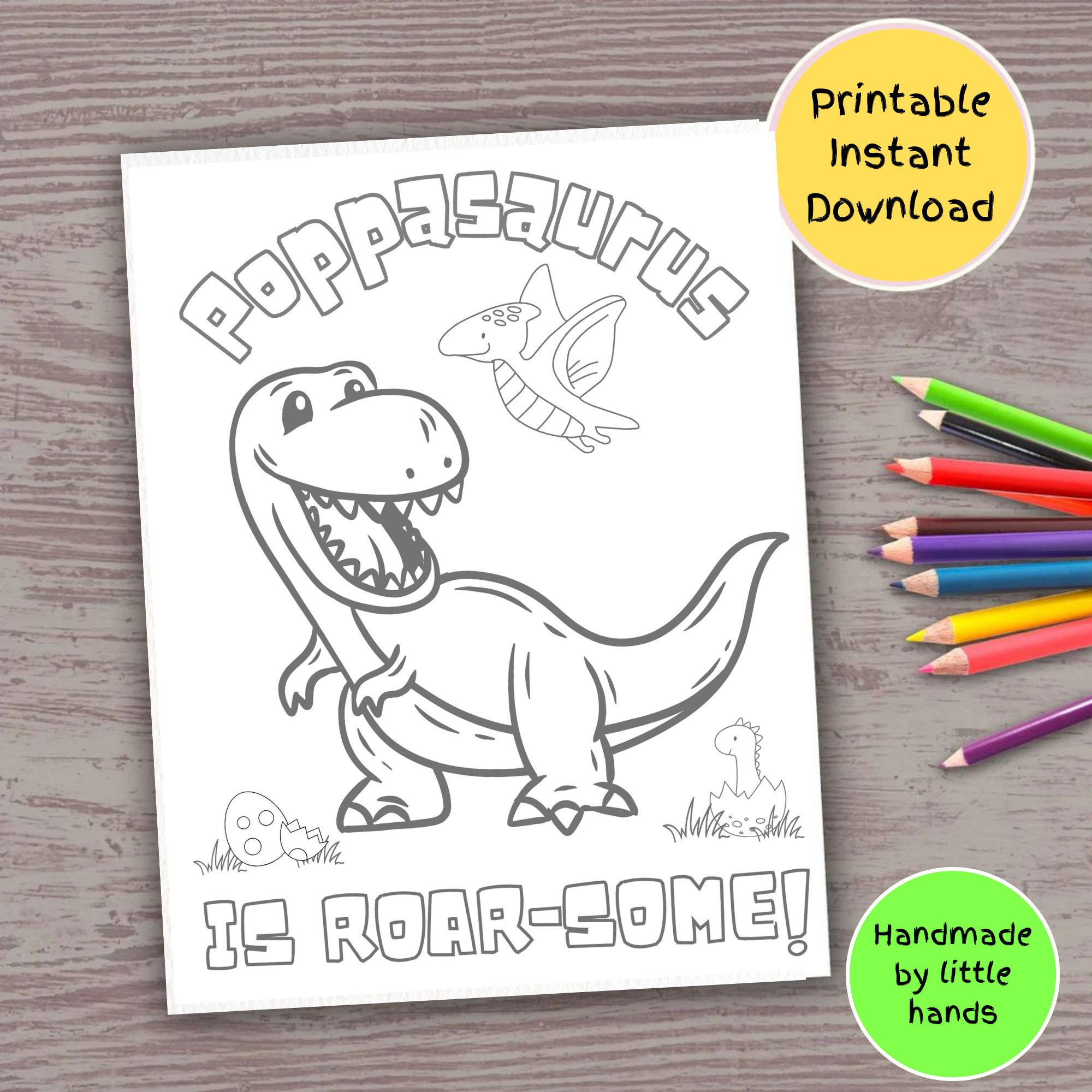 Poppa Dinosaur Coloring Page, Printable Colouring Art Craft Activity ...