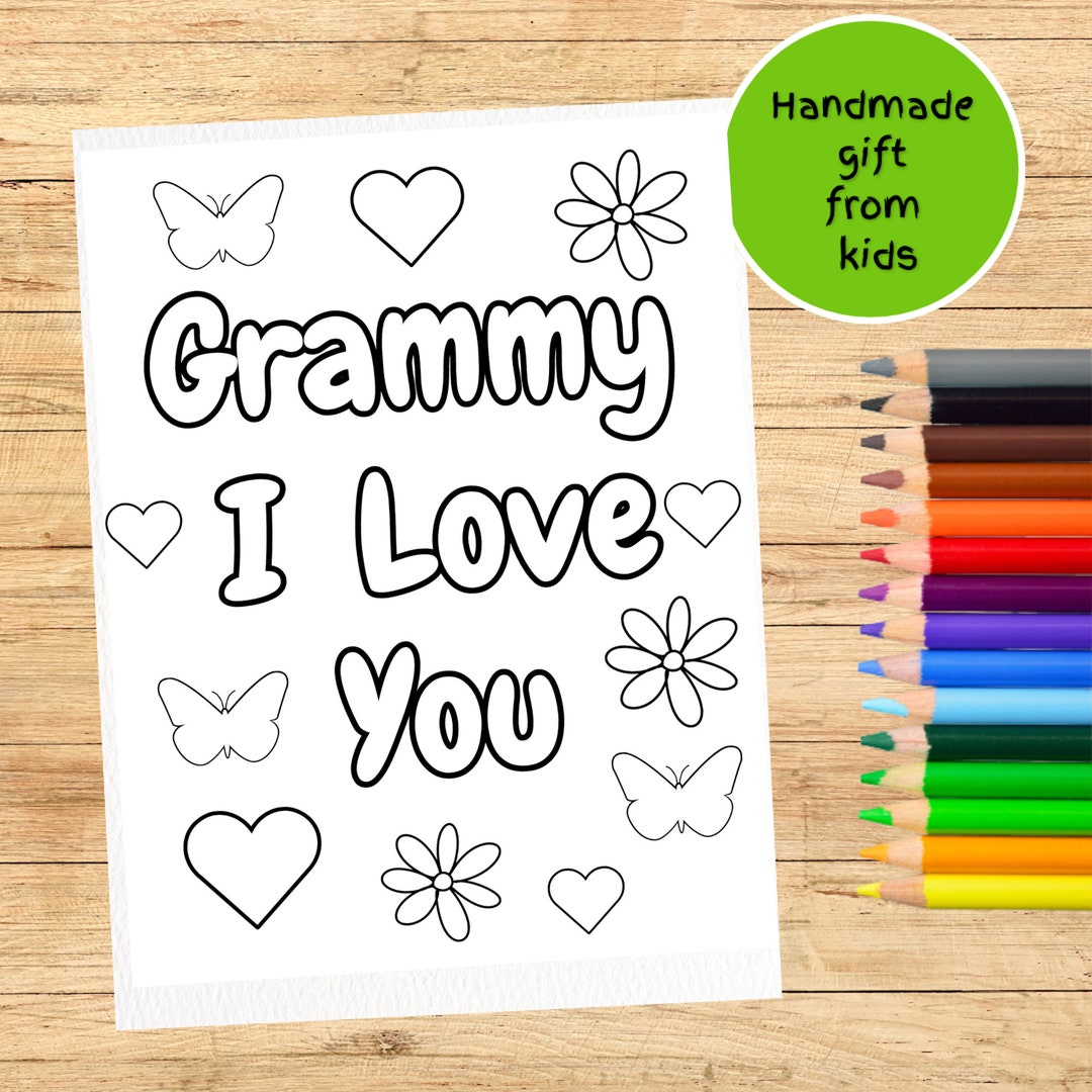 I Love You Grammy Coloring Page, Kids Birthday Card (digital Download ...