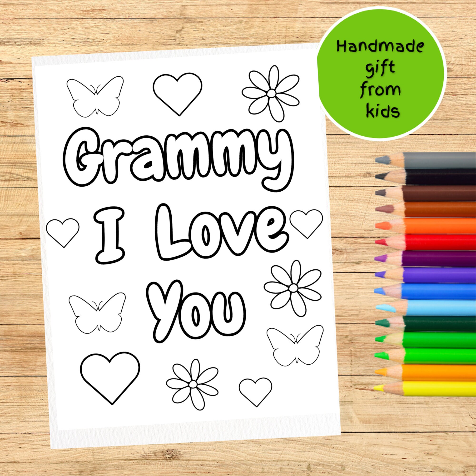 I Love You Grammy Coloring Sheet for Kids, Cute Printable Diy Handmade ...