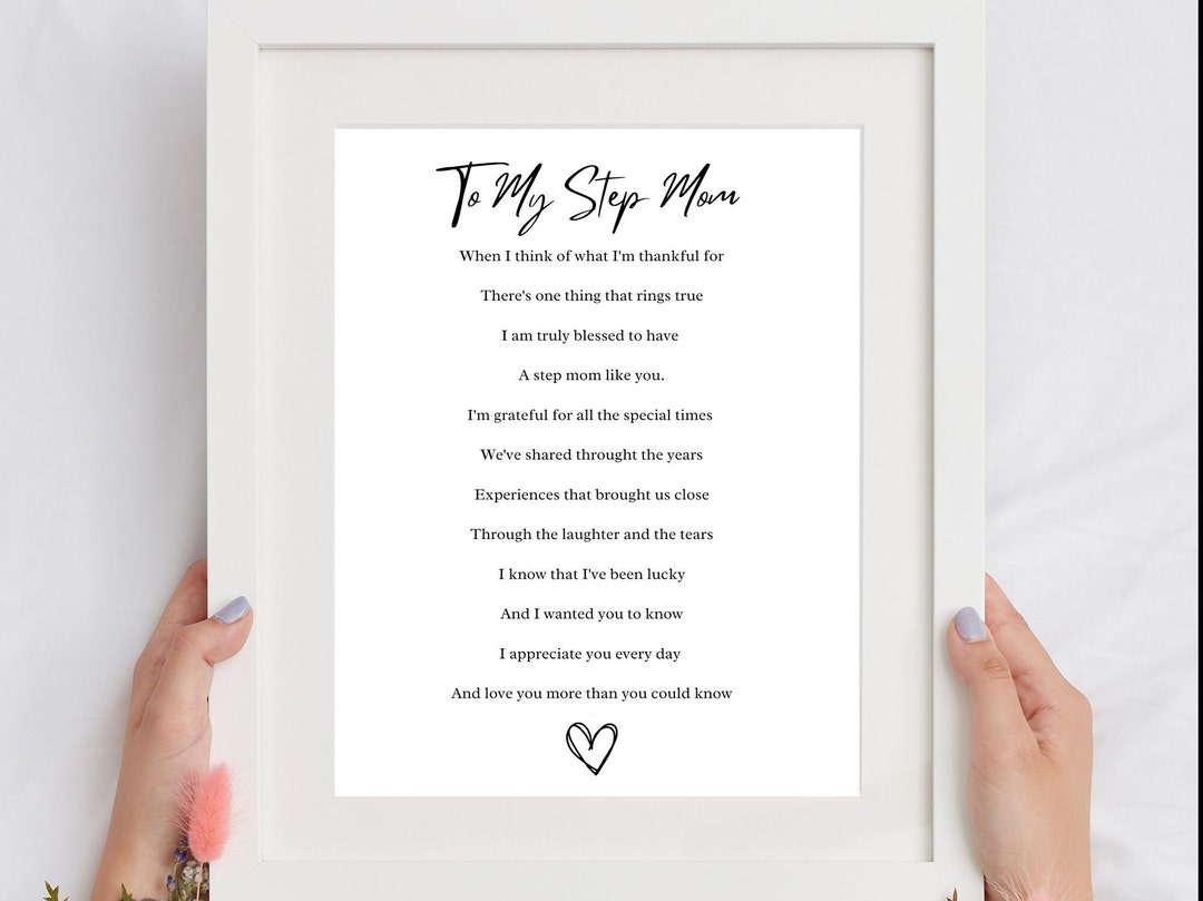 Step Mom Poem, Printable Handmade Birthday Christmas Gift for Stepmom ...