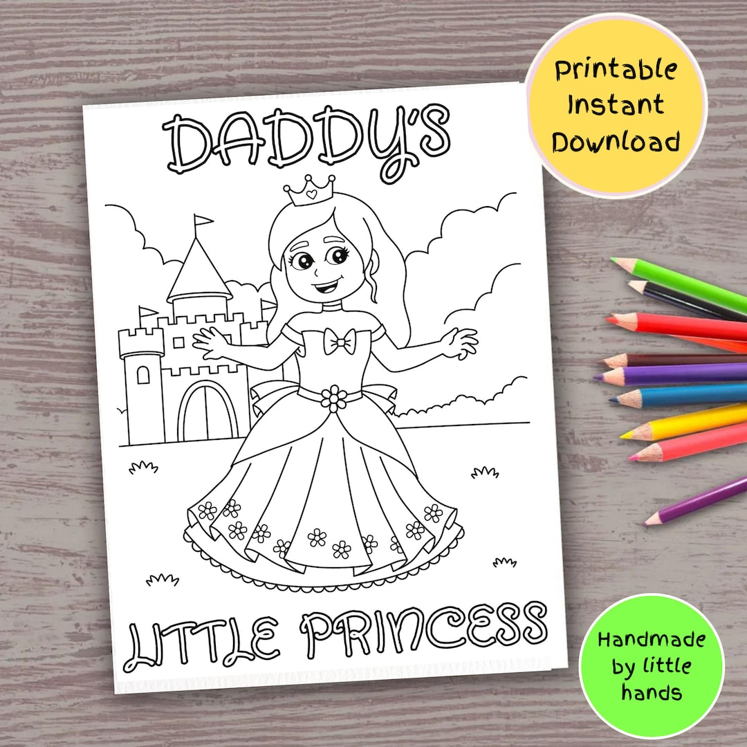 Daddy Princess Coloring Sheet for Kids, Printable Colouring Art Craft ...