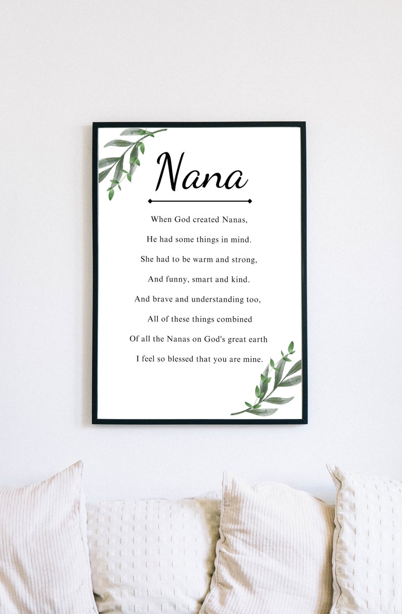 Nana Poem Printable: Meaningful Gift for Grandmother (digital Download ...