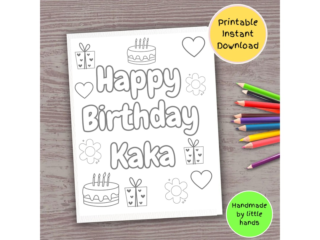 Happy Birthday Kaka Printable Coloring Page for Kids Coloring Sheet ...