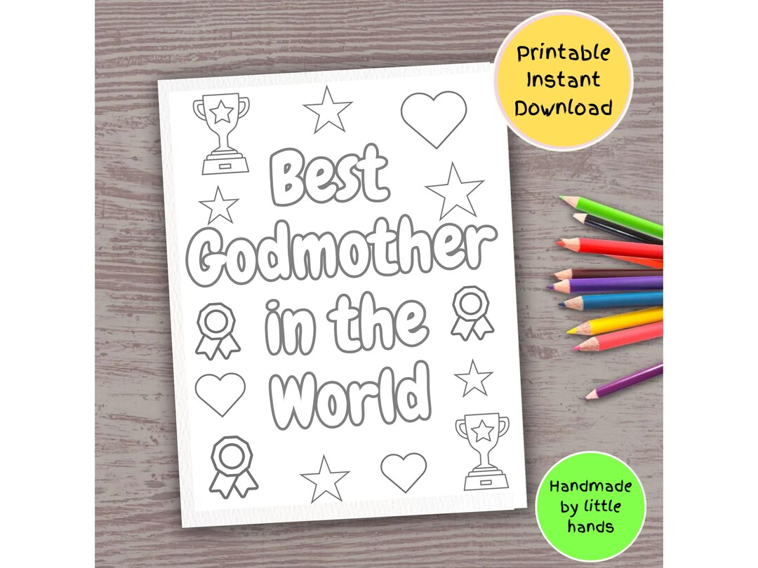Best Godmother Coloring Page for Kids Printable Handmade Diy Thank You ...