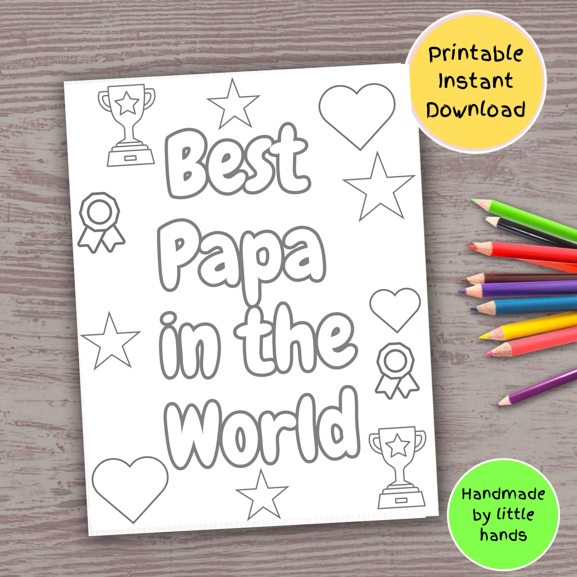 Best Papa Coloring Page for Kids Printable Coloring Sheet Handmade ...