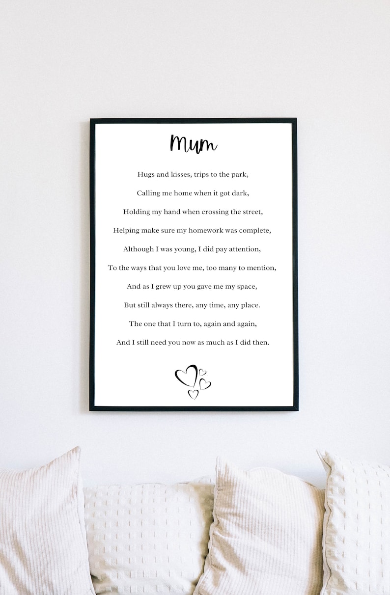 Poem for Mum Printable Mum Poem Wedding Birthday Christmas - Etsy