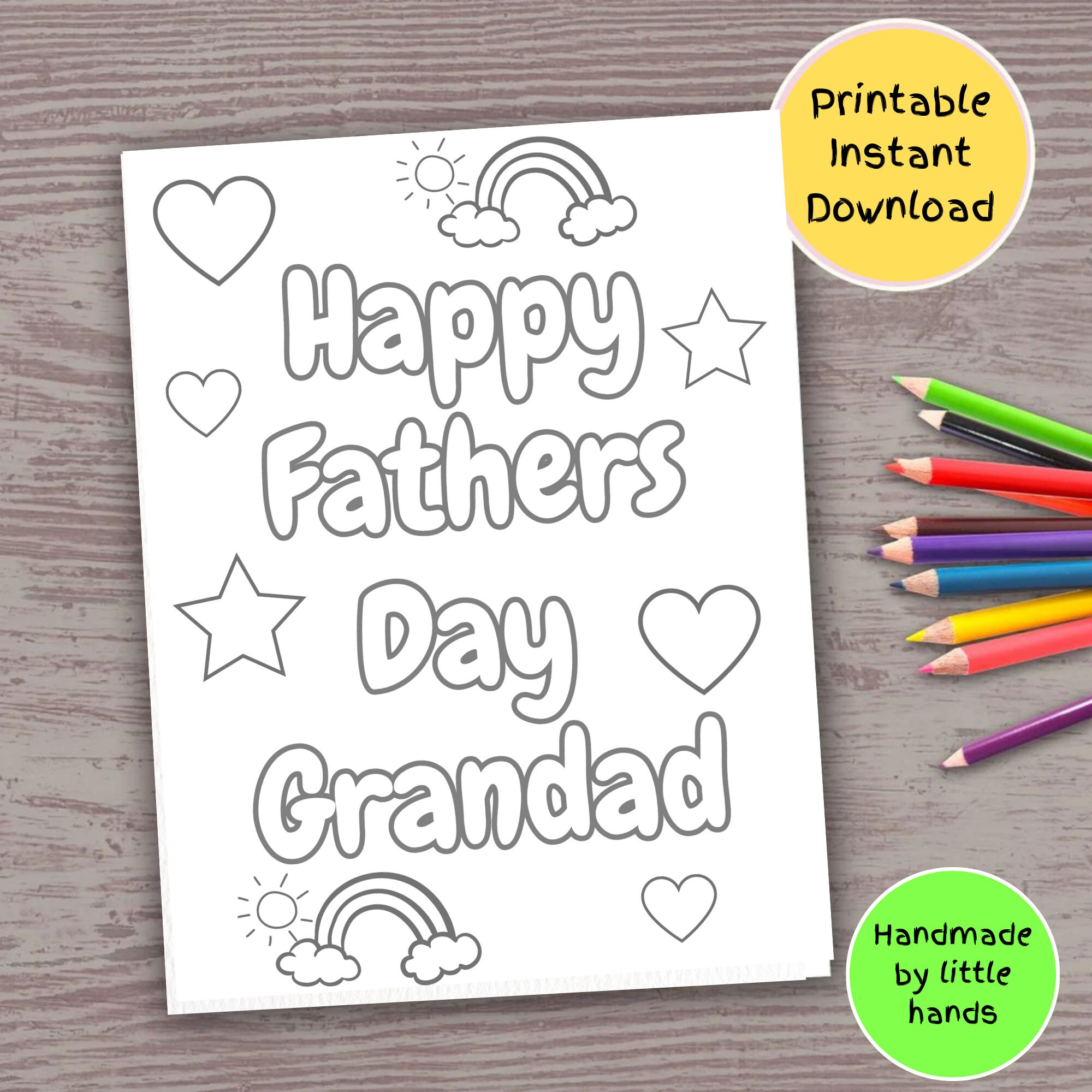 Grandad Fathers Day Printable Coloring Page for Kids Diy Fathers Day ...