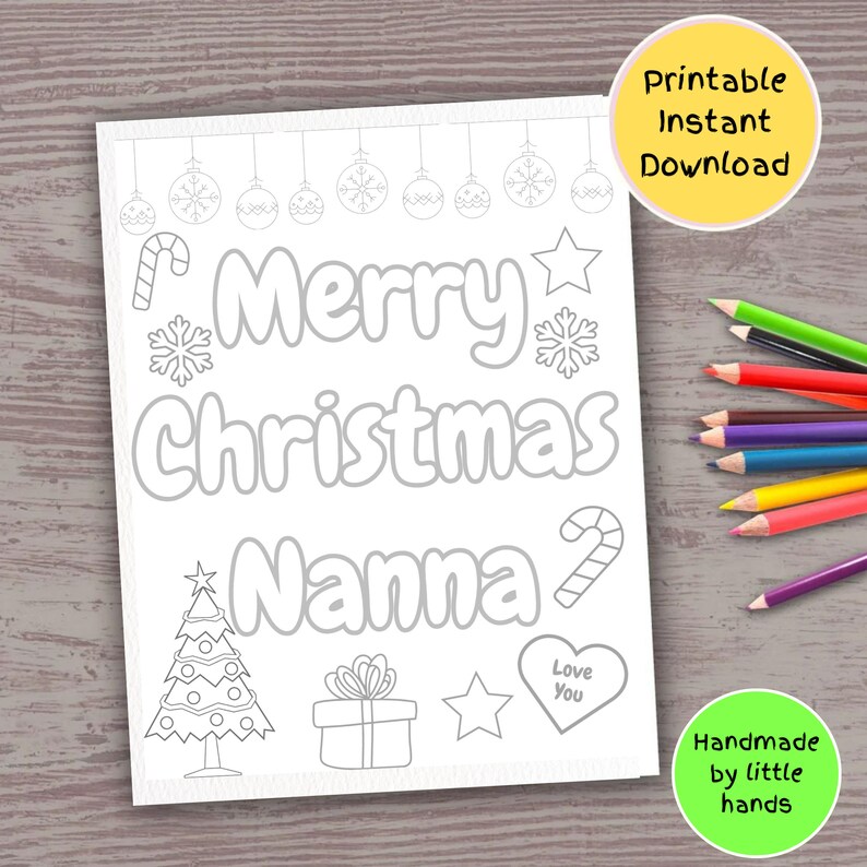 Merry Christmas Nanna Printable Coloring Page for Kids Art Craft ...