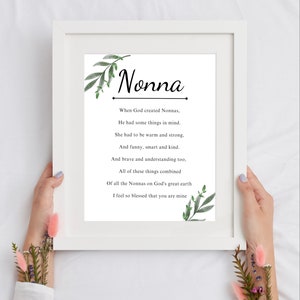 Nonna Poem Printable, Personalized Gift for Grandmother (digital ...