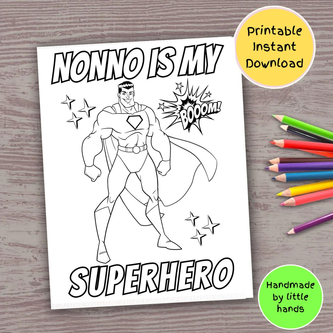 Nonno Superhero Coloring Activity for Kids Toddlers Preschoolers ...